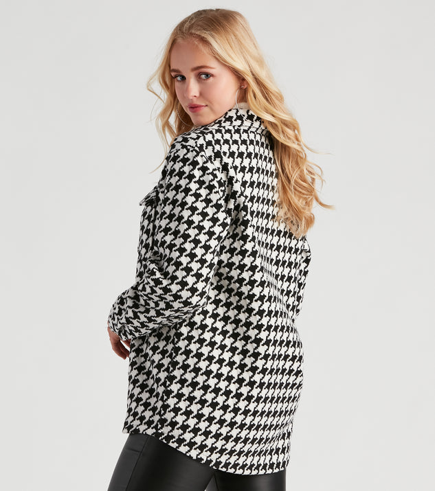 Elevated Chic Houndstooth Woven Shacket & Windsor