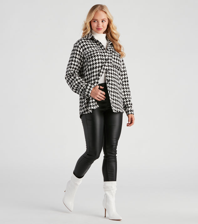 Elevated Chic Houndstooth Woven Shacket & Windsor