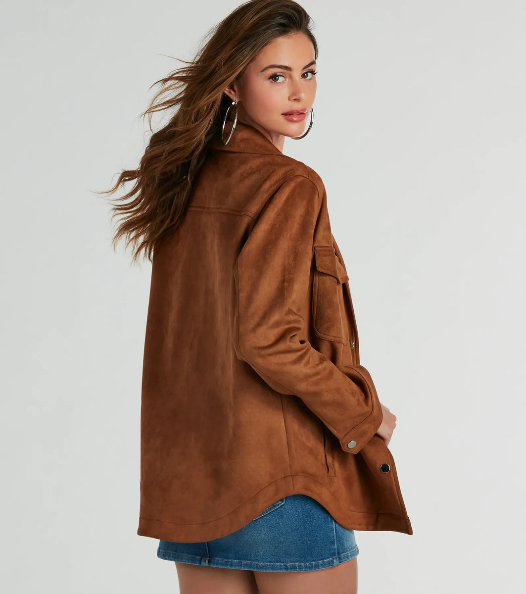 Easy Going Cutie Oversized Faux Suede Shacket & Windsor