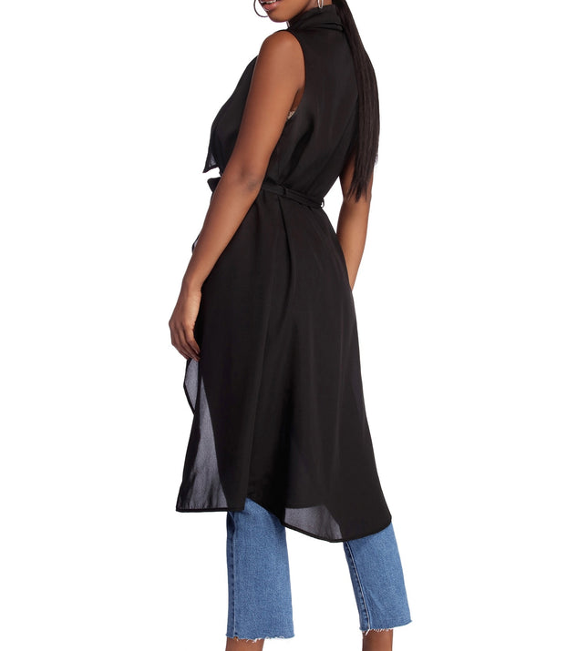 Drape Front Tie Waist Vest & Windsor