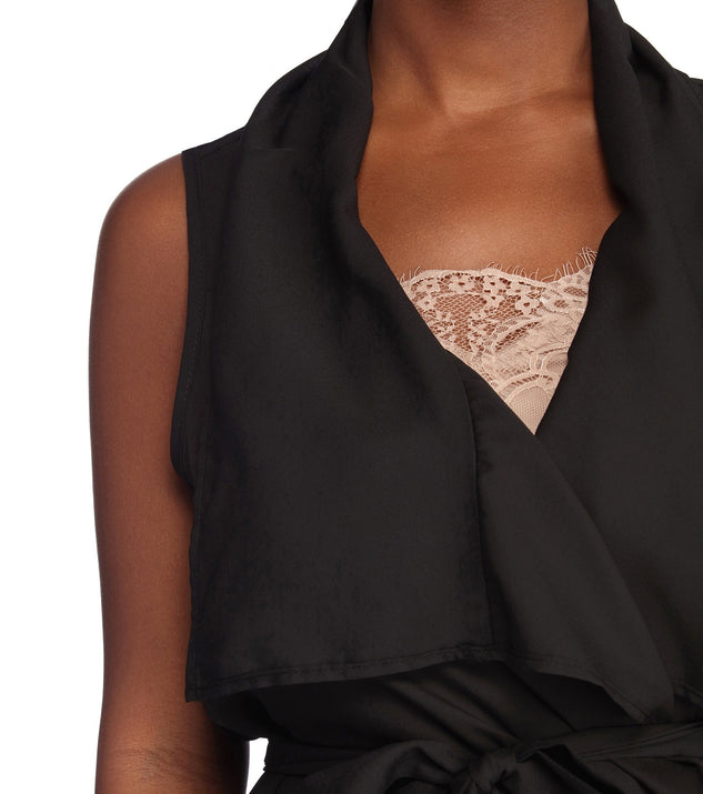 Drape Front Tie Waist Vest & Windsor