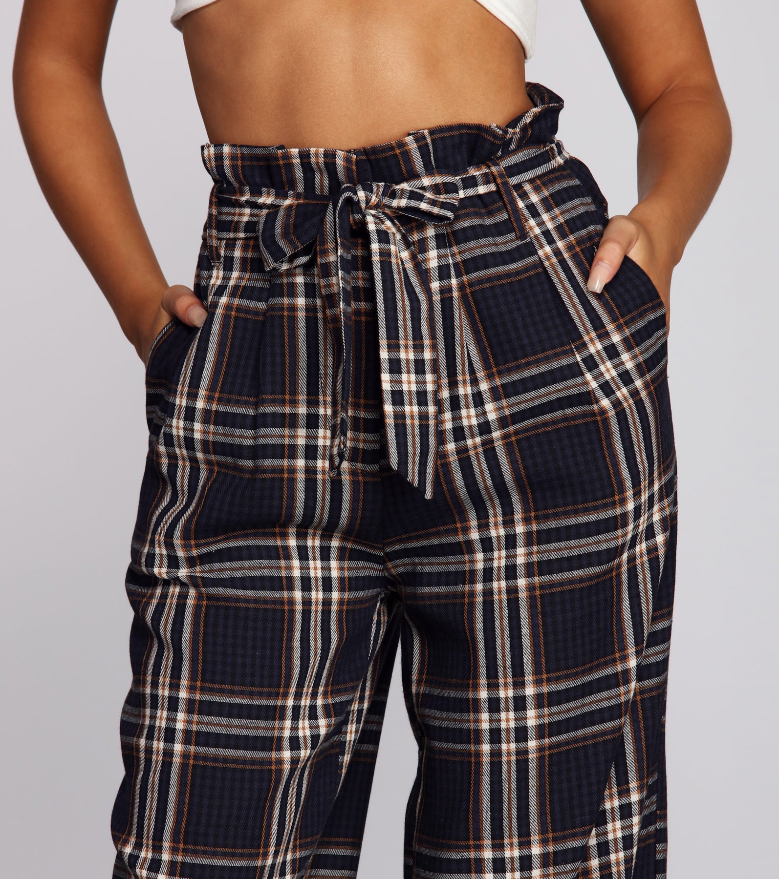 Perfectly Poised In Plaid Paper Bag Pants & Windsor