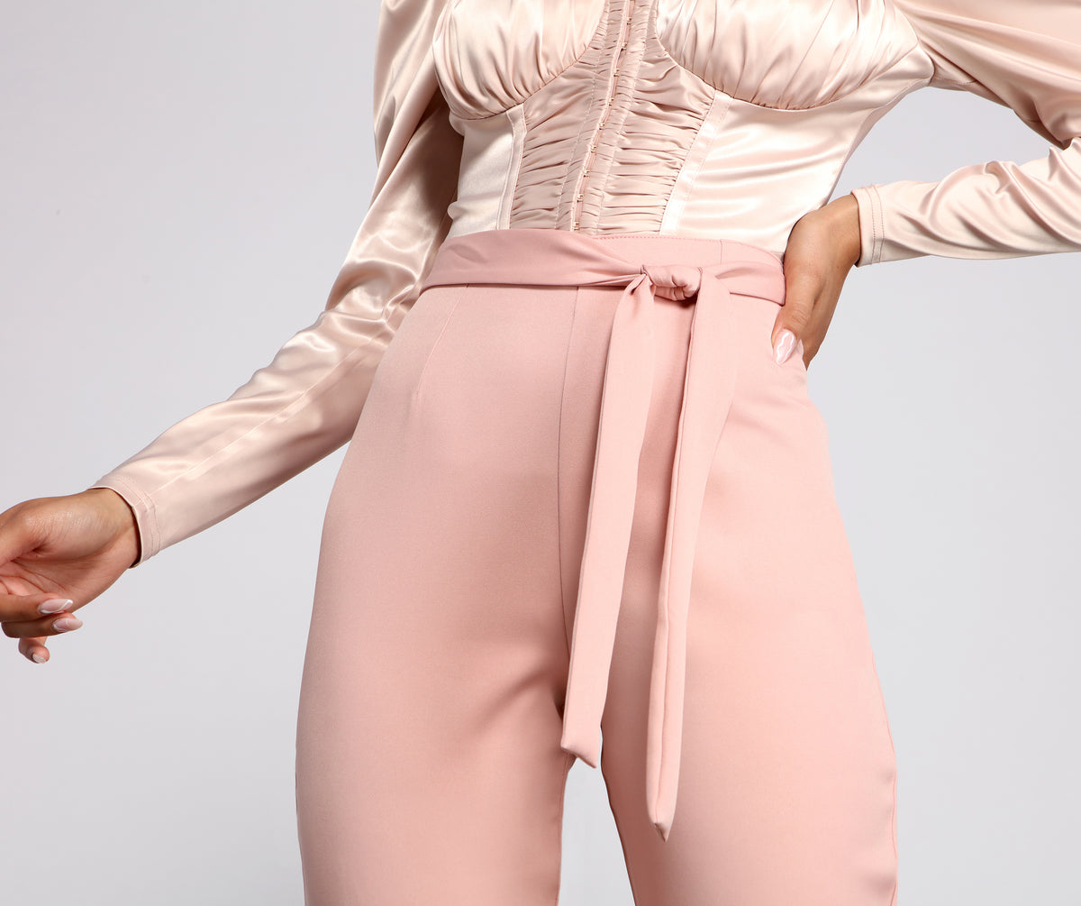 High Rise Tie Waist Tapered Pants & Windsor