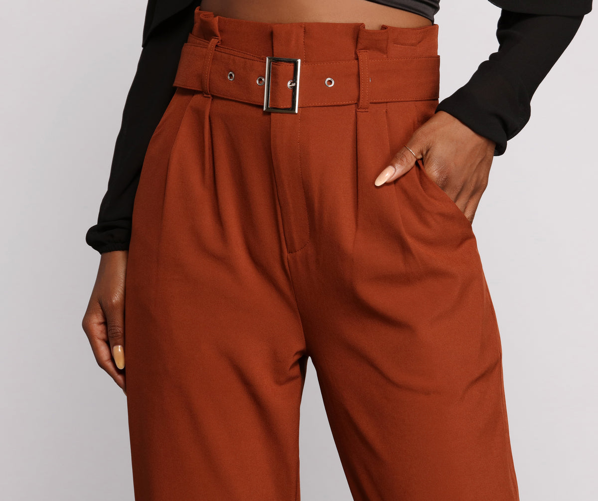 High Waist Belted Paperbag Pants & Windsor