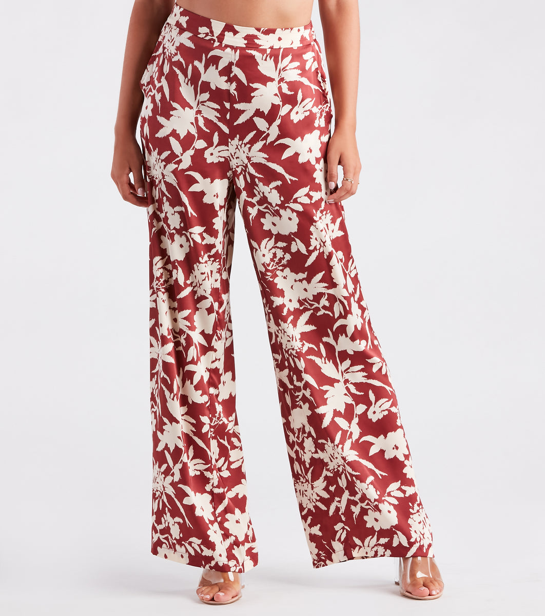 Major Muse Floral Satin Pants & Windsor