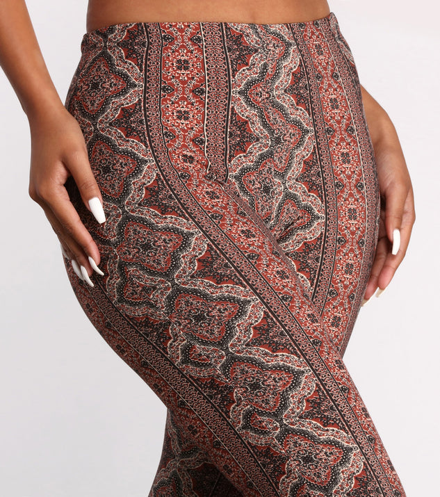 Boho Flair Floral Stripe Flare Pants And Windsor