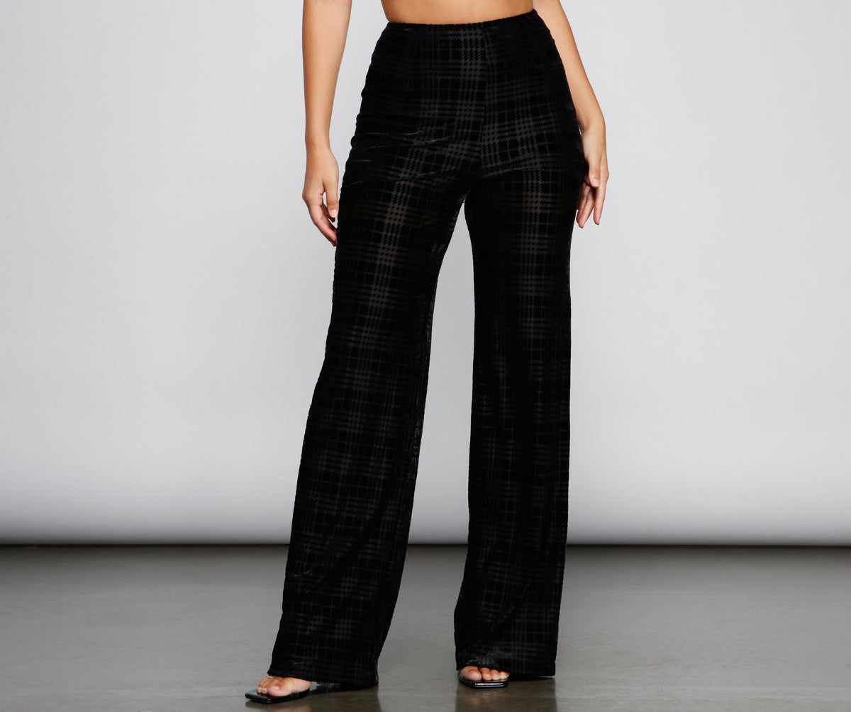 Velvet Plaid Burnout Flared Pants & Windsor