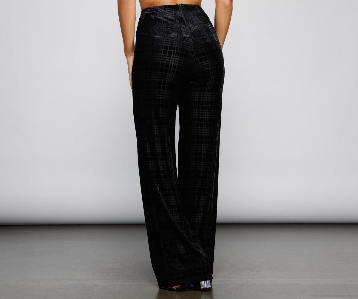 Velvet Plaid Burnout Flared Pants & Windsor
