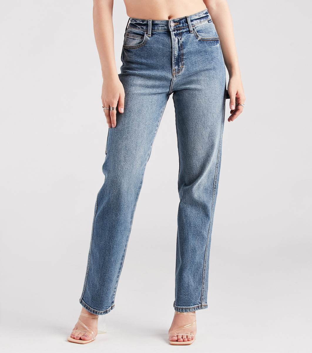 Hit The Jackpot Mid-Rise Straight-Leg Denim Jeans & Windsor
