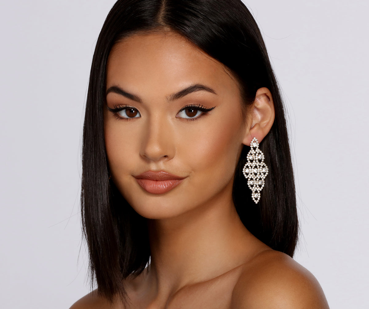 Rhinestone Oval Kite Statement Earrings & Windsor