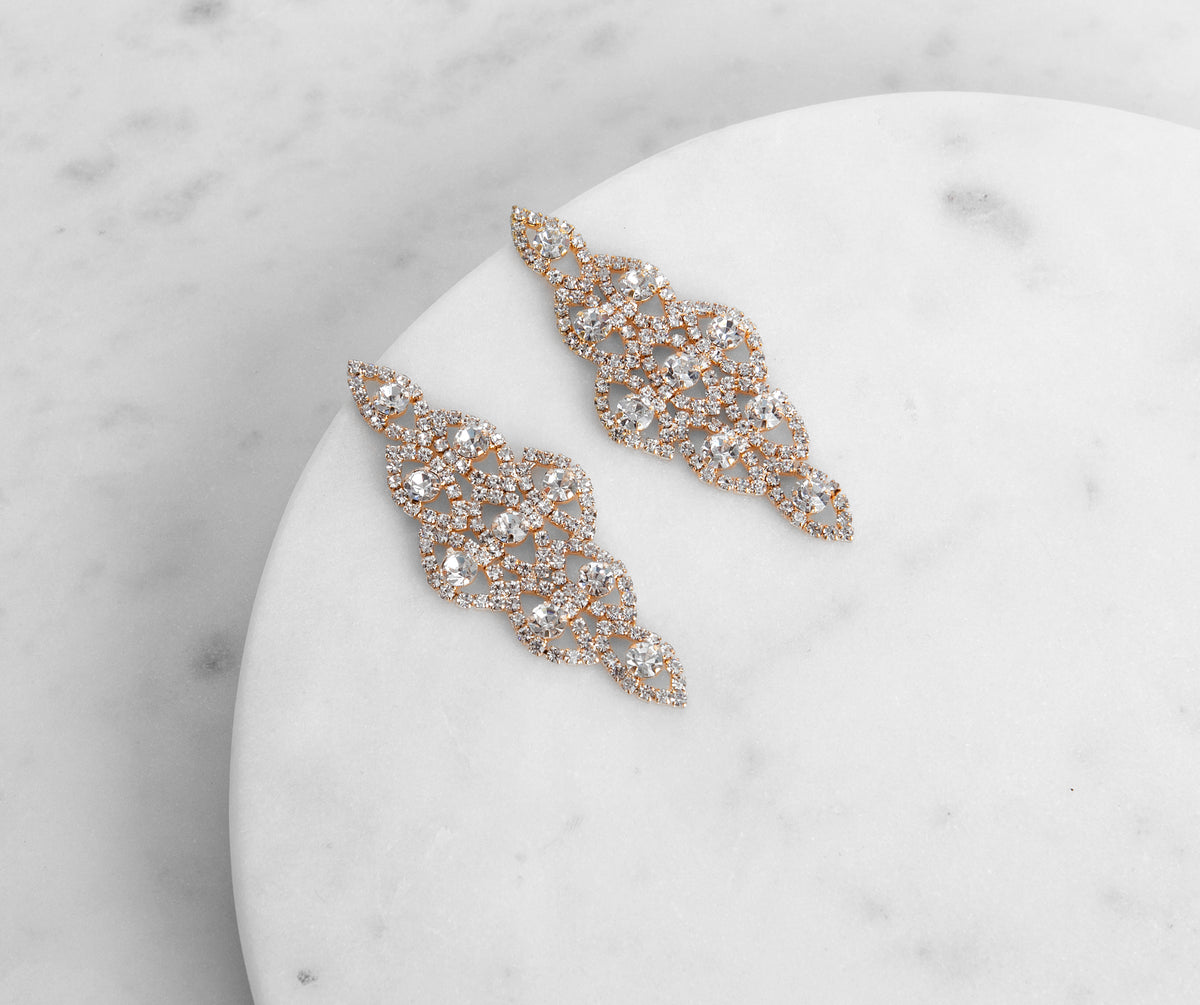 Rhinestone Oval Kite Statement Earrings & Windsor