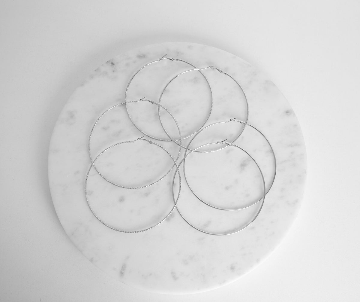 3 Pack Silver Hoop Set & Windsor