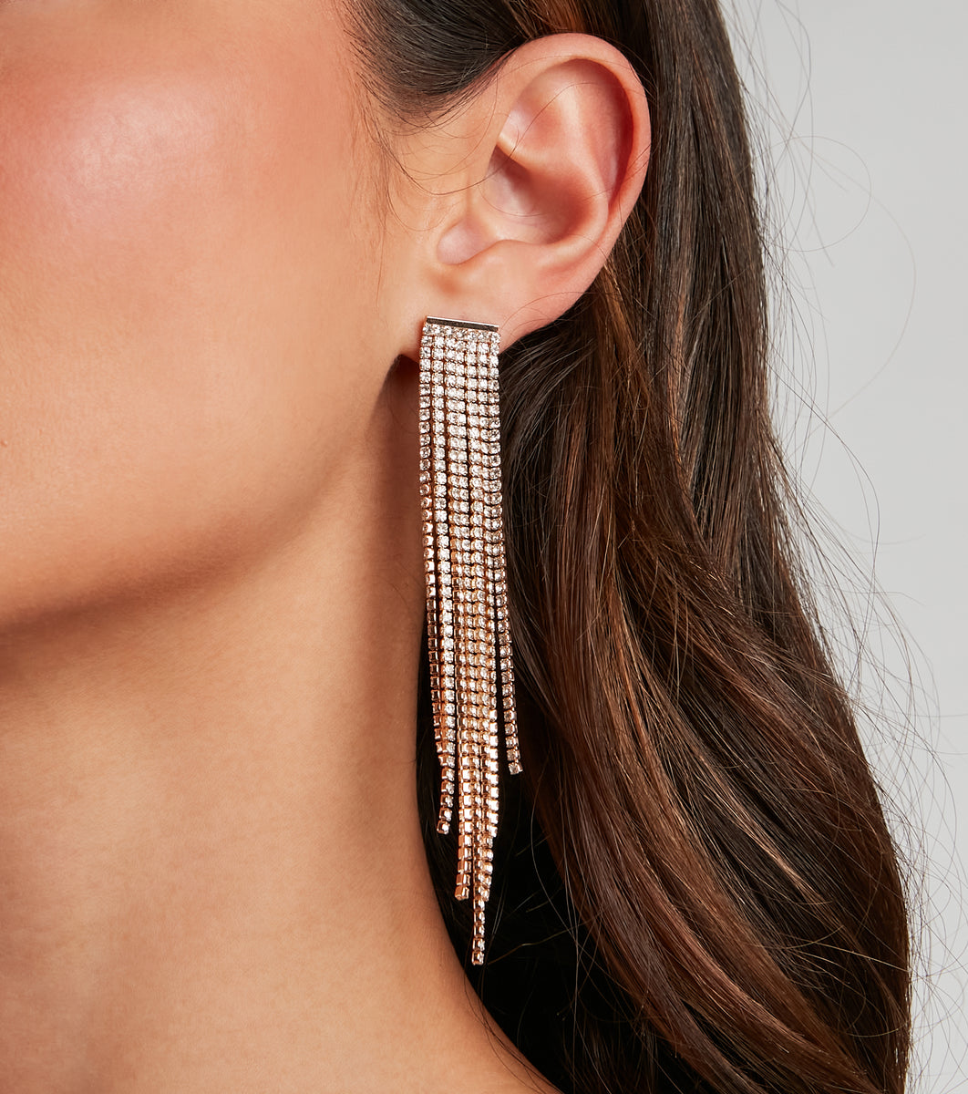 Fab Fringe Rhinestone Earrings & Windsor