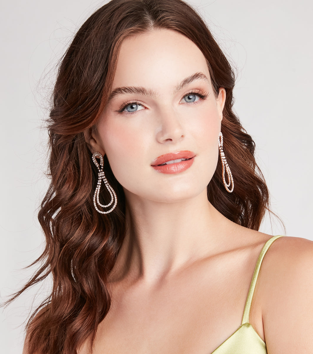 Beautiful Shine Rhinestone Teardrop Earrings & Windsor