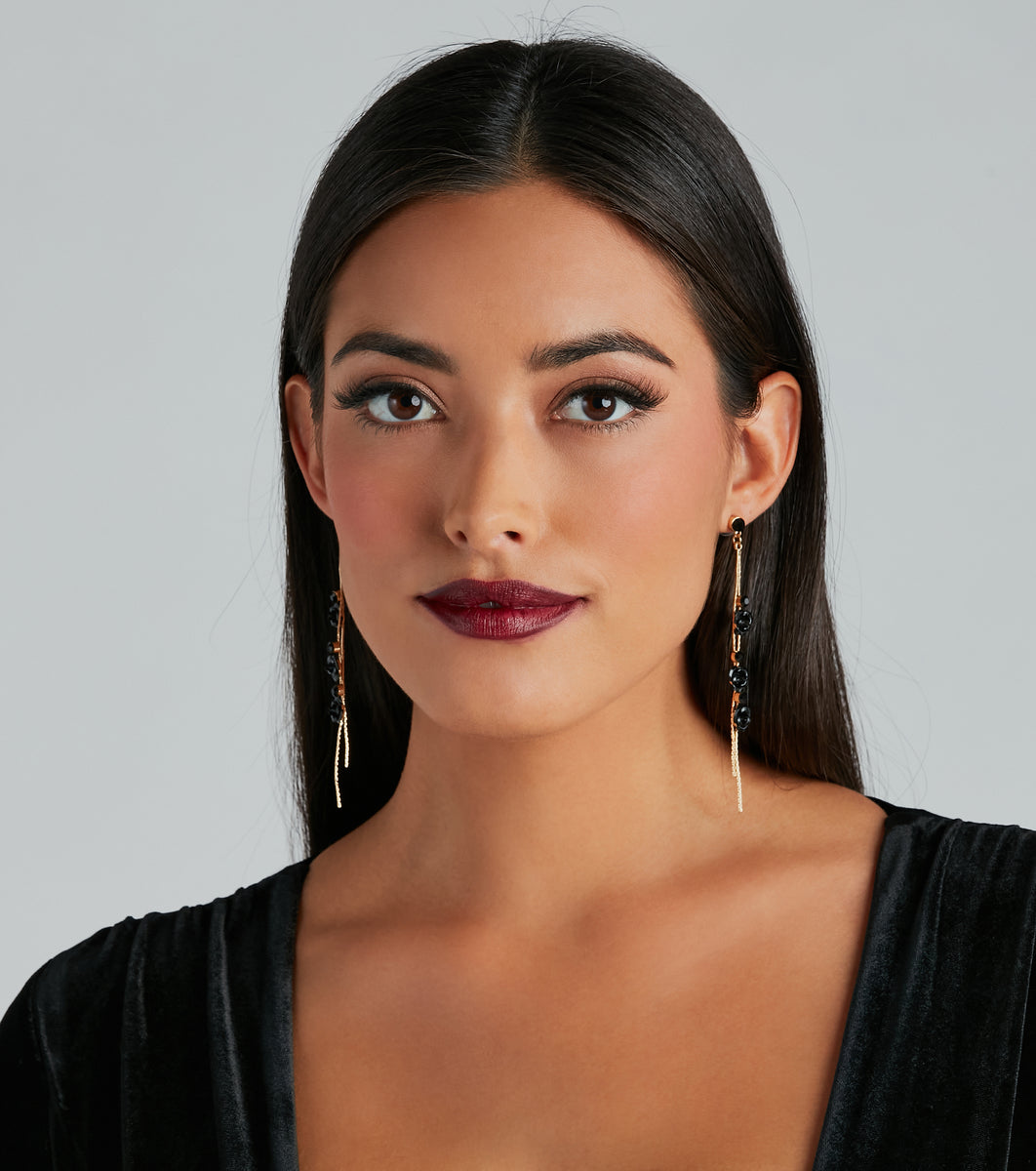 Vivid Romance Rose Linear Earrings & Windsor