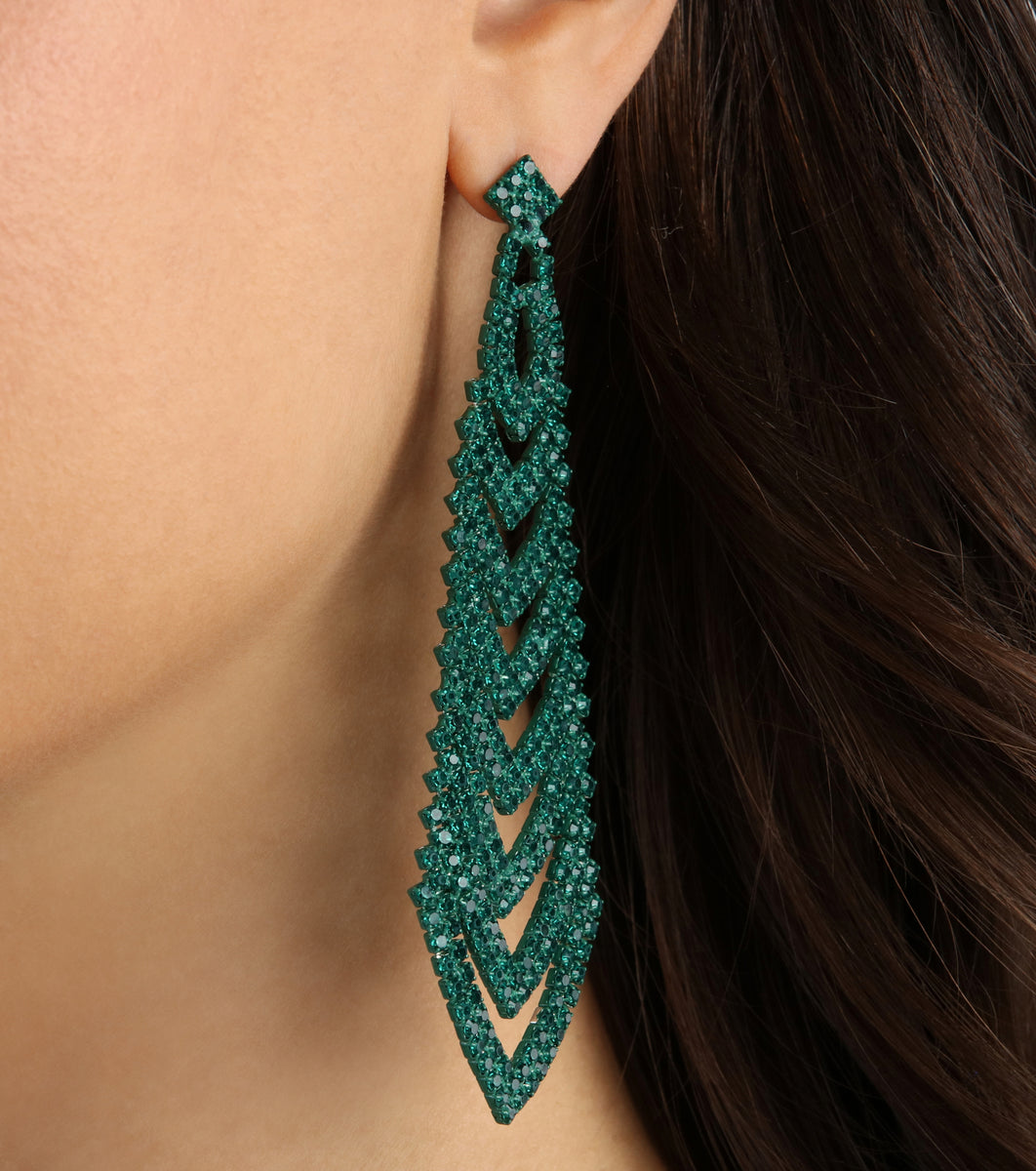 Alluring Beauty Rhinestone Long Drop Earrings & Windsor