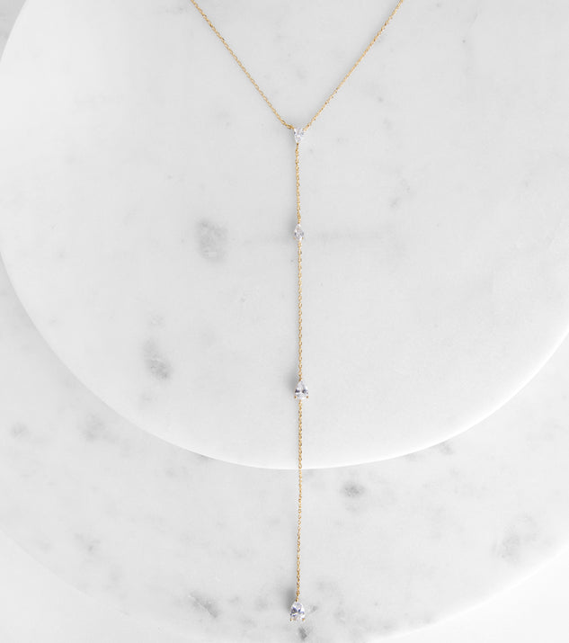 Long Tear Drop Cubic Zirconia Lariat & Windsor