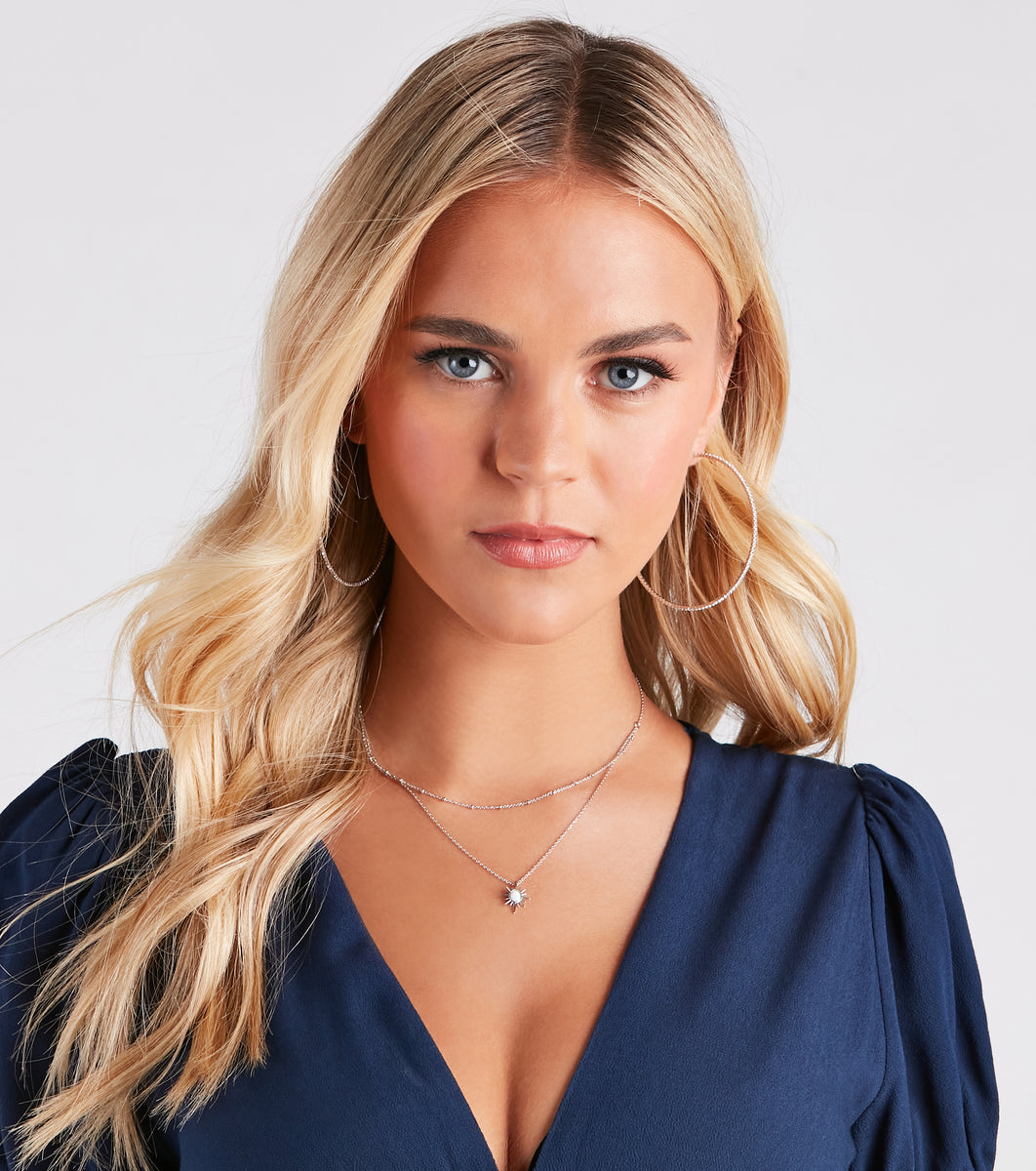 Dainty Chic Shine Layered Star Charm Necklace & Windsor