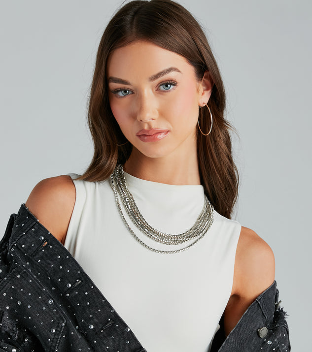 Layered In Glam Rhinestone Chain Necklace & Windsor