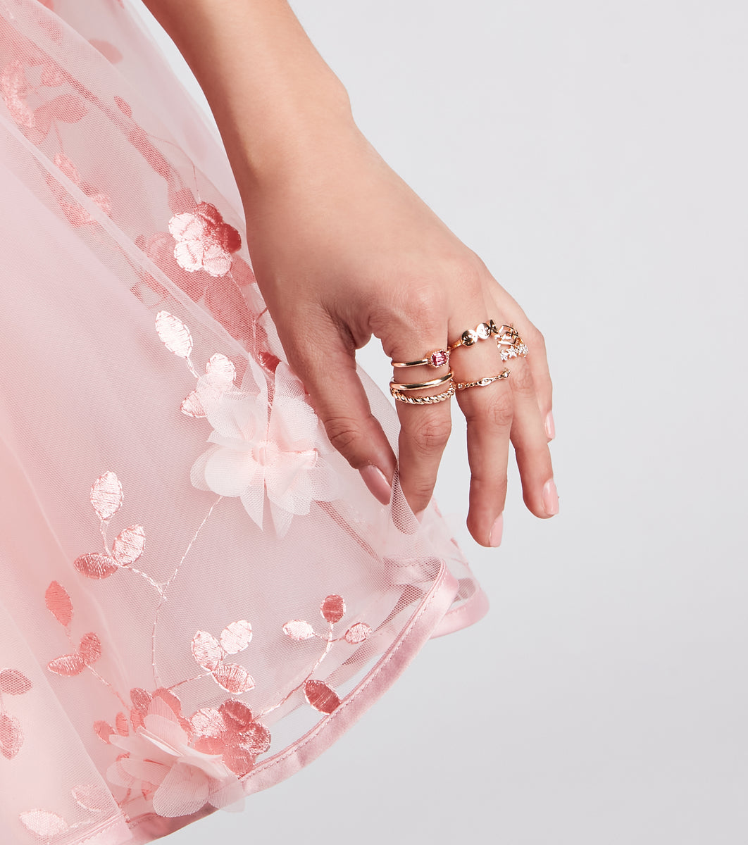 Trendy Shine Rhinestone Dainty Ring Set & Windsor