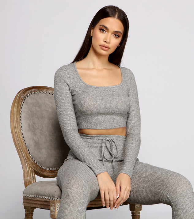 Brushed Ribbed Knit Pajama Crop Top & Windsor