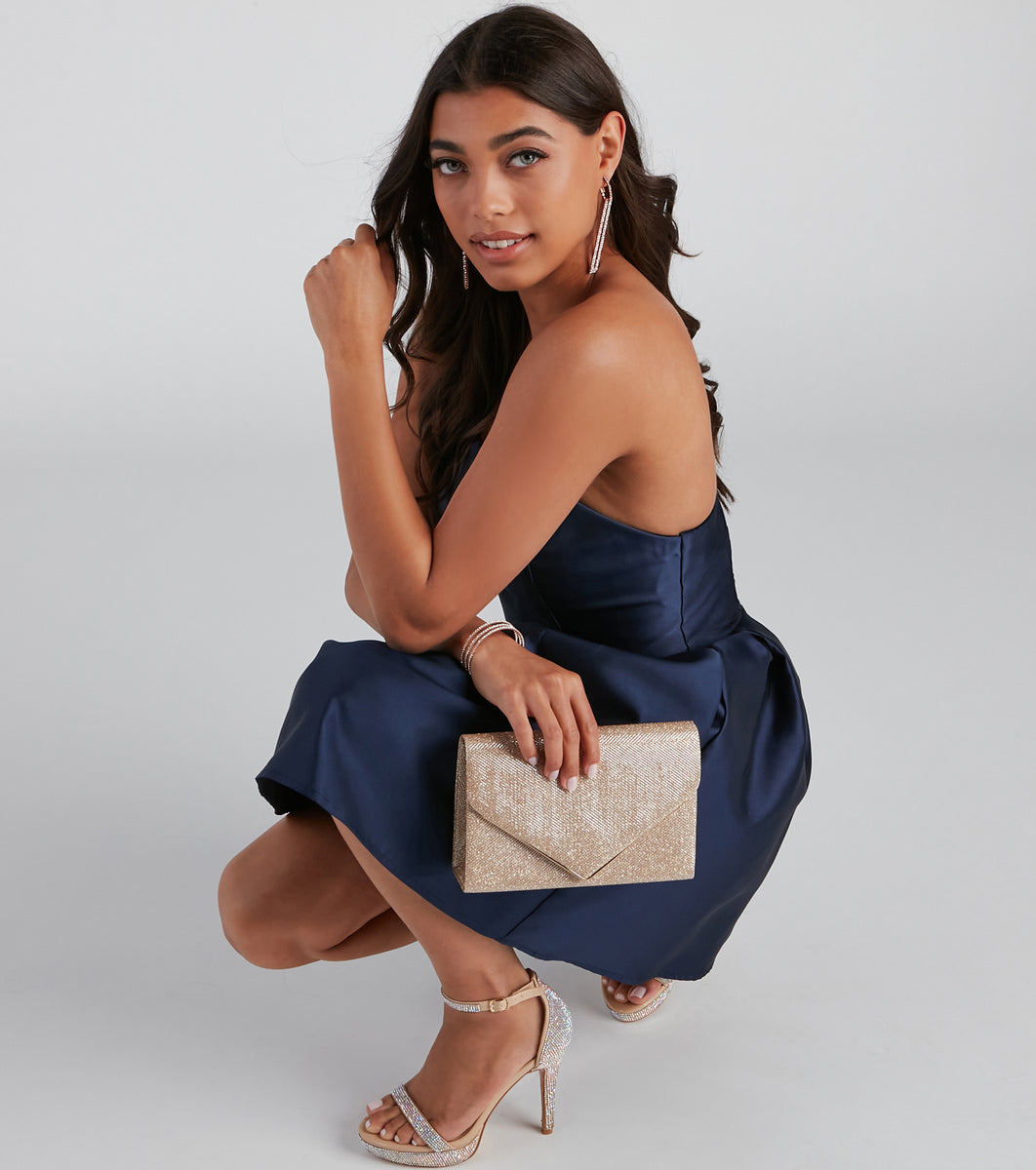 Glitter Mesh Envelope Crossbody & Windsor