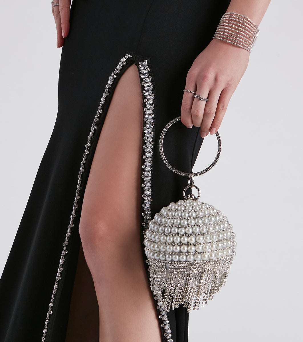 Perfectly Elegant Rhinestone And Pearl Sphere Clutch & Windsor