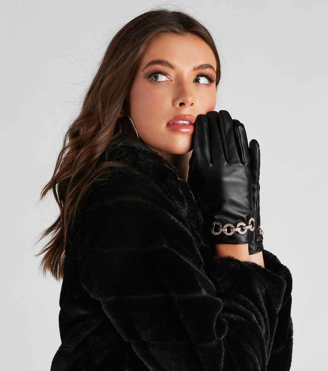 Elevated Glam Rhinestone Chain Gloves & Windsor