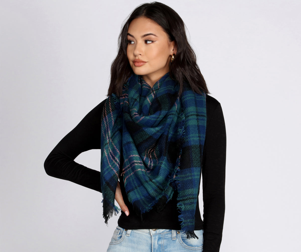 Keep It Snug Plaid Blanket Scarf & Windsor