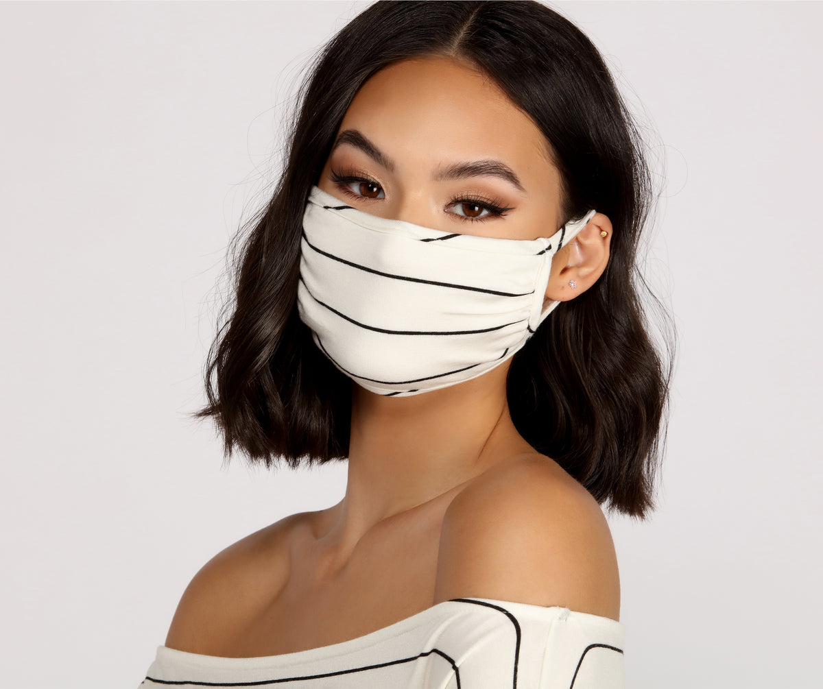 Reusable Striped Face Mask with Earloops & Windsor