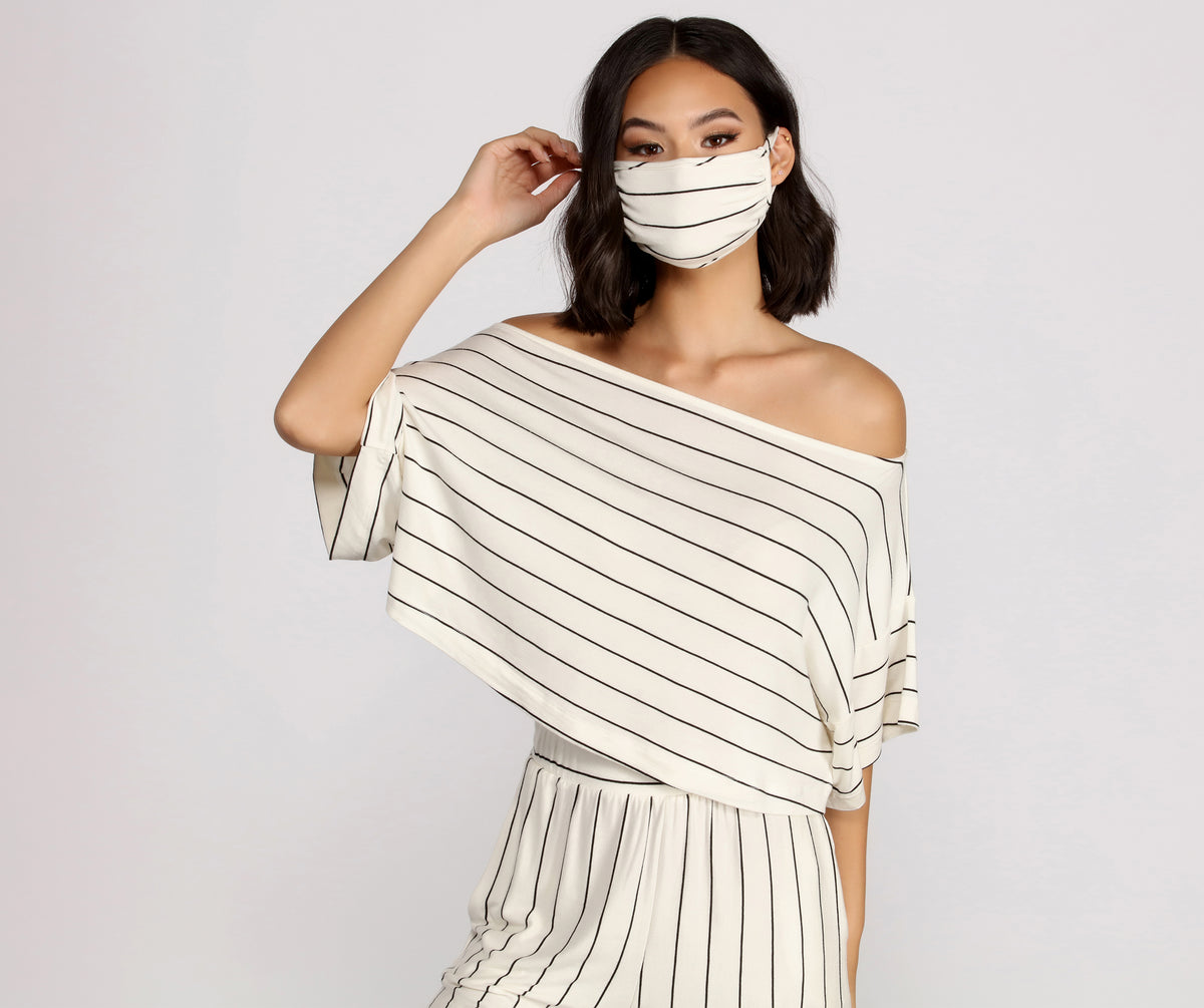 Reusable Striped Face Mask with Earloops & Windsor