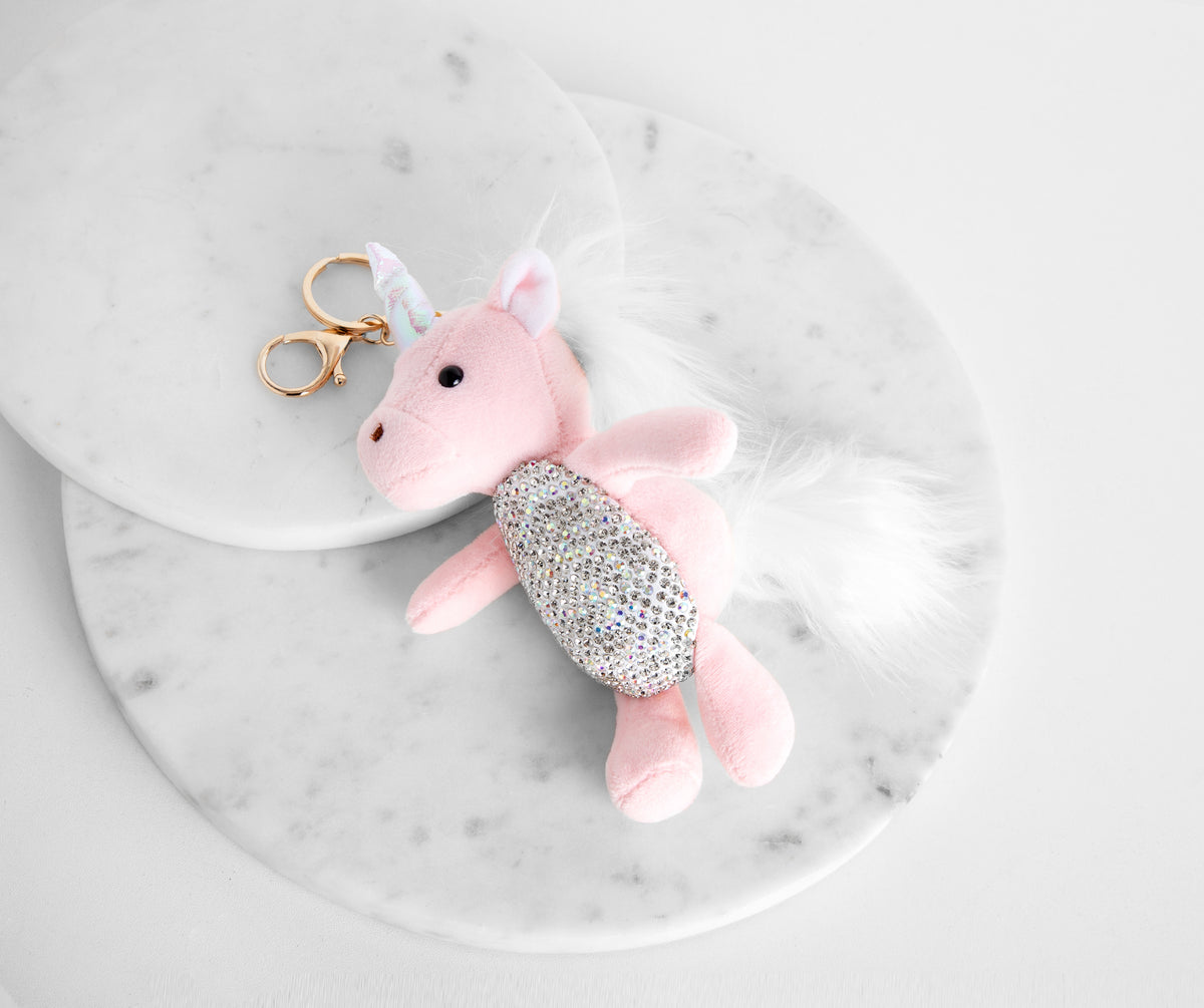 Plush Rhinestone Unicorn Keychain & Windsor