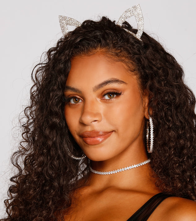 Halloween Rhinestone Cut Out Cat Ears & Windsor
