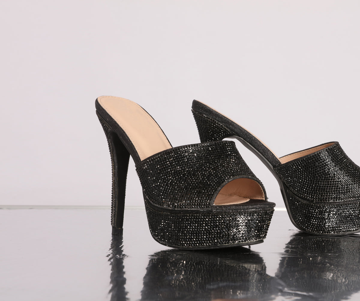 Grand Entrance Rhinestone Stiletto Heel Mules & Windsor