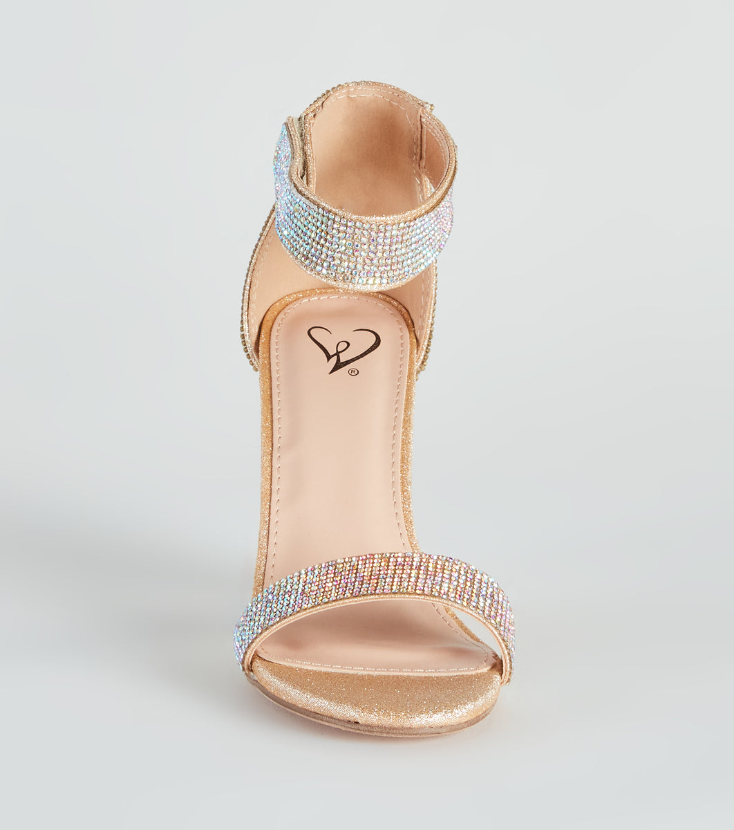 Rhinestone Romance Glitter Mesh Block Heels & Windsor