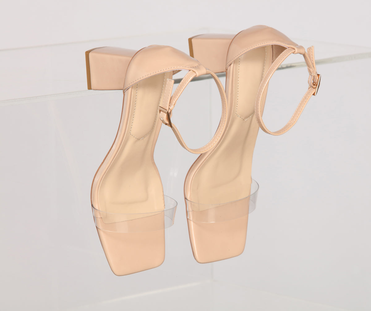 Clearly Trendy Square Toe Block Heels & Windsor