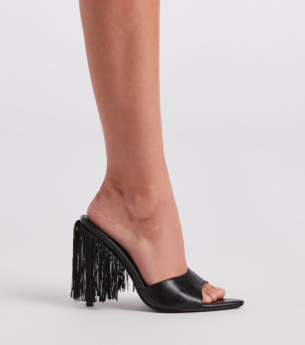 Fierce In Fringe Stiletto Heels & Windsor