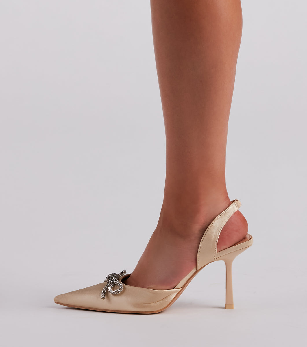 Perfect Gift Satin Rhinestone Bow Pumps & Windsor