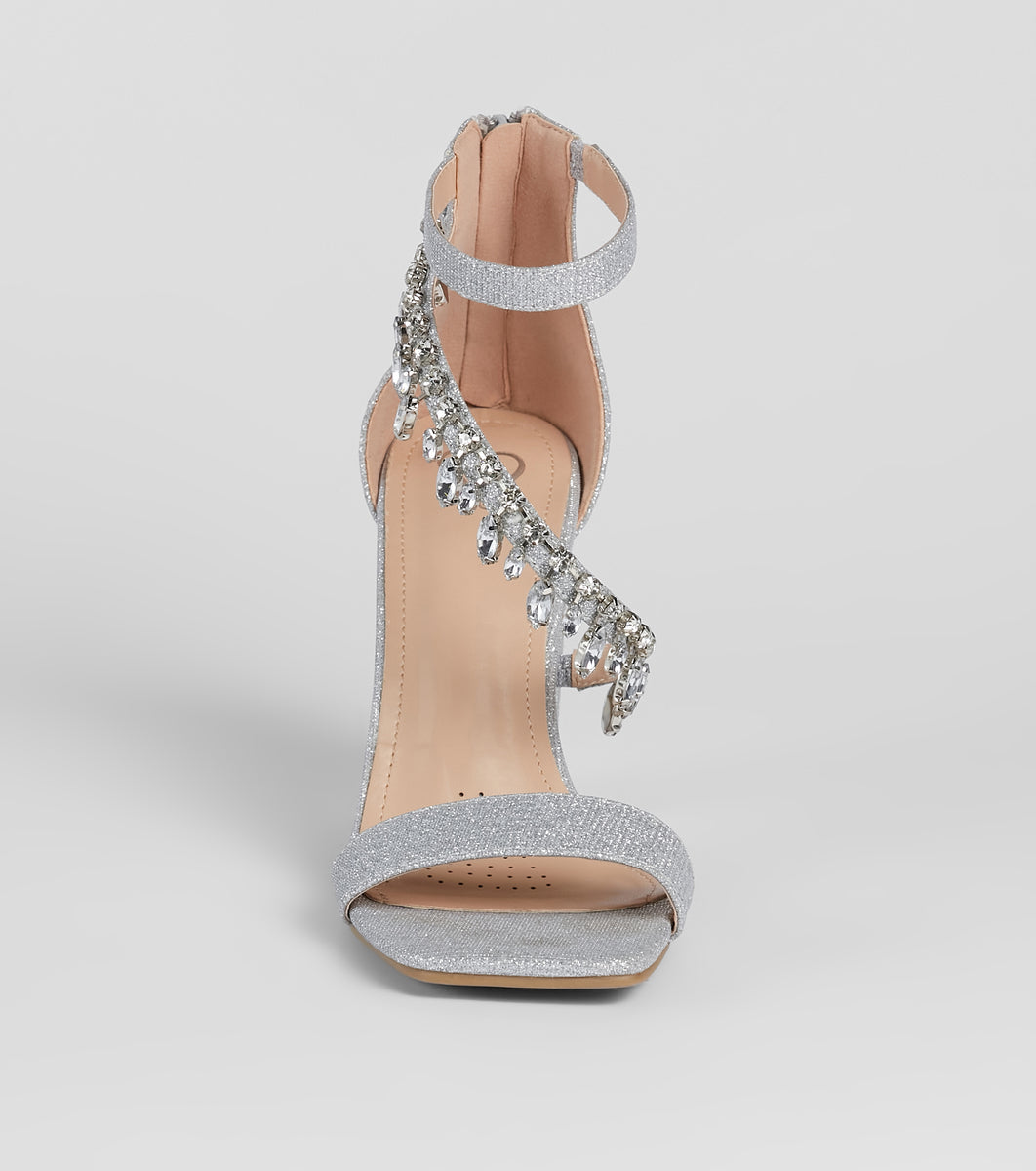 A Moment Of Luxe Rhinestone Trim Block Heels & Windsor