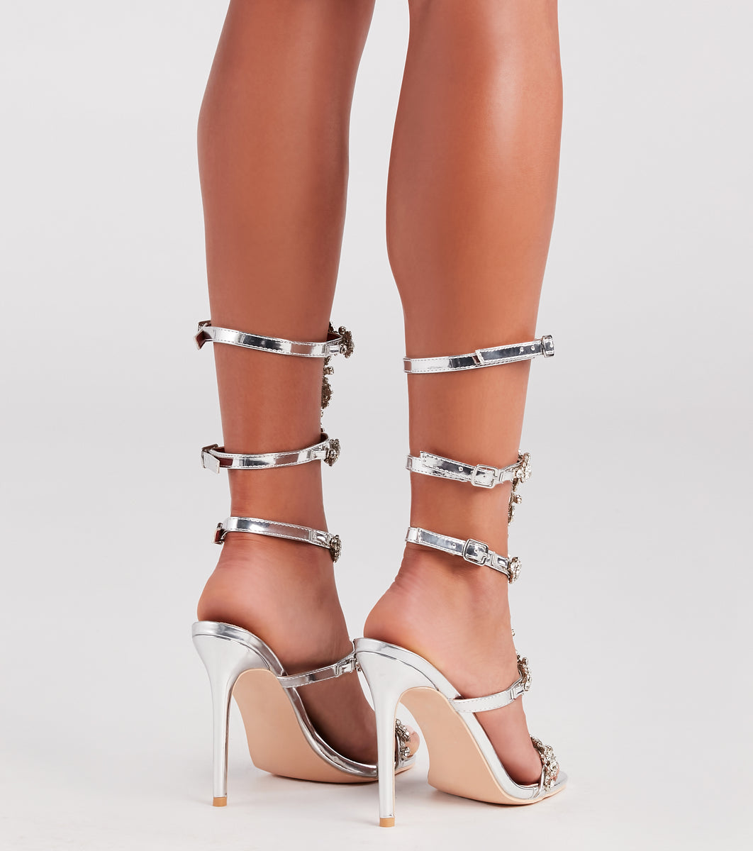 Made To Party Rhinestone Chrome Stiletto Heels & Windsor