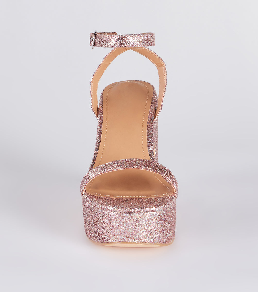 Shining Star Glitter Platform Block Heels & Windsor