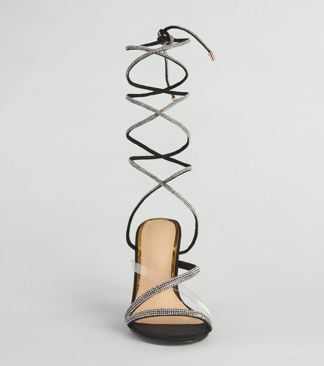 Oh-So-Dramatic Rhinestone Lace-Up Stiletto Heels & Windsor