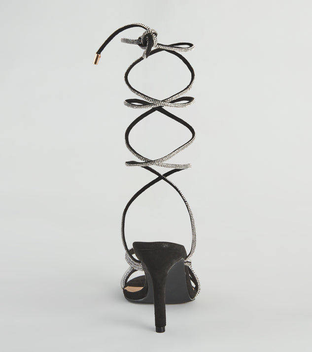 Oh-So-Dramatic Rhinestone Lace-Up Stiletto Heels & Windsor