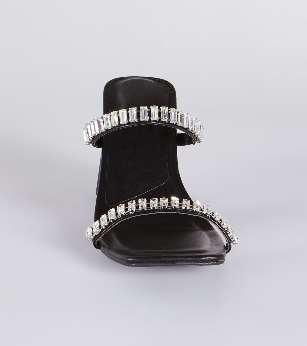 Time To Glam Rhinestone Strap Mules & Windsor