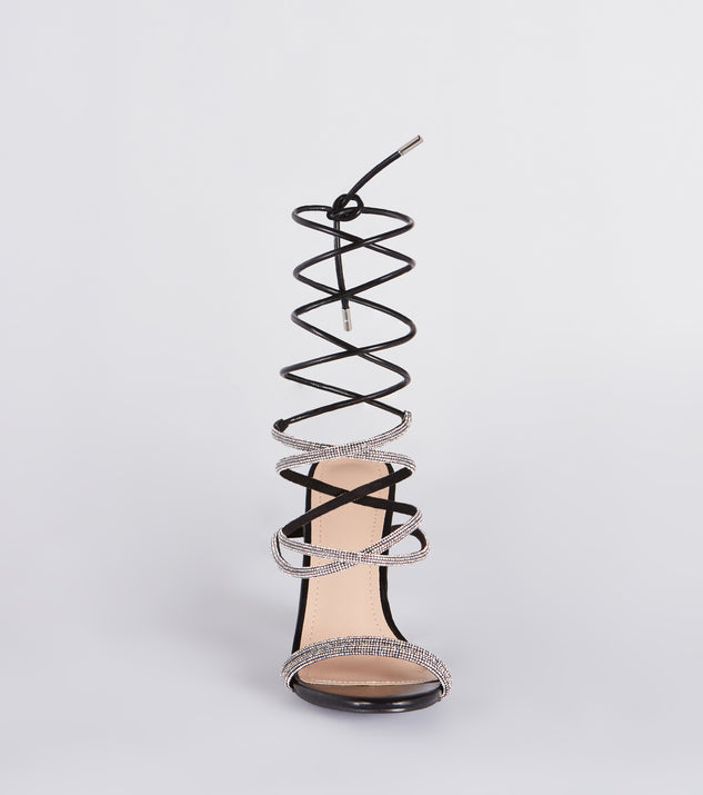 Lace Me Up In Rhinestone Block Heels & Windsor