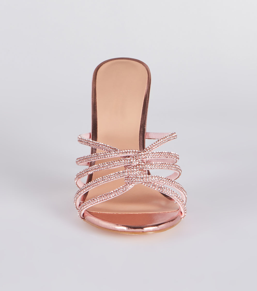 Show Up And Sparkle Rhinestone Metallic Mules & Windsor