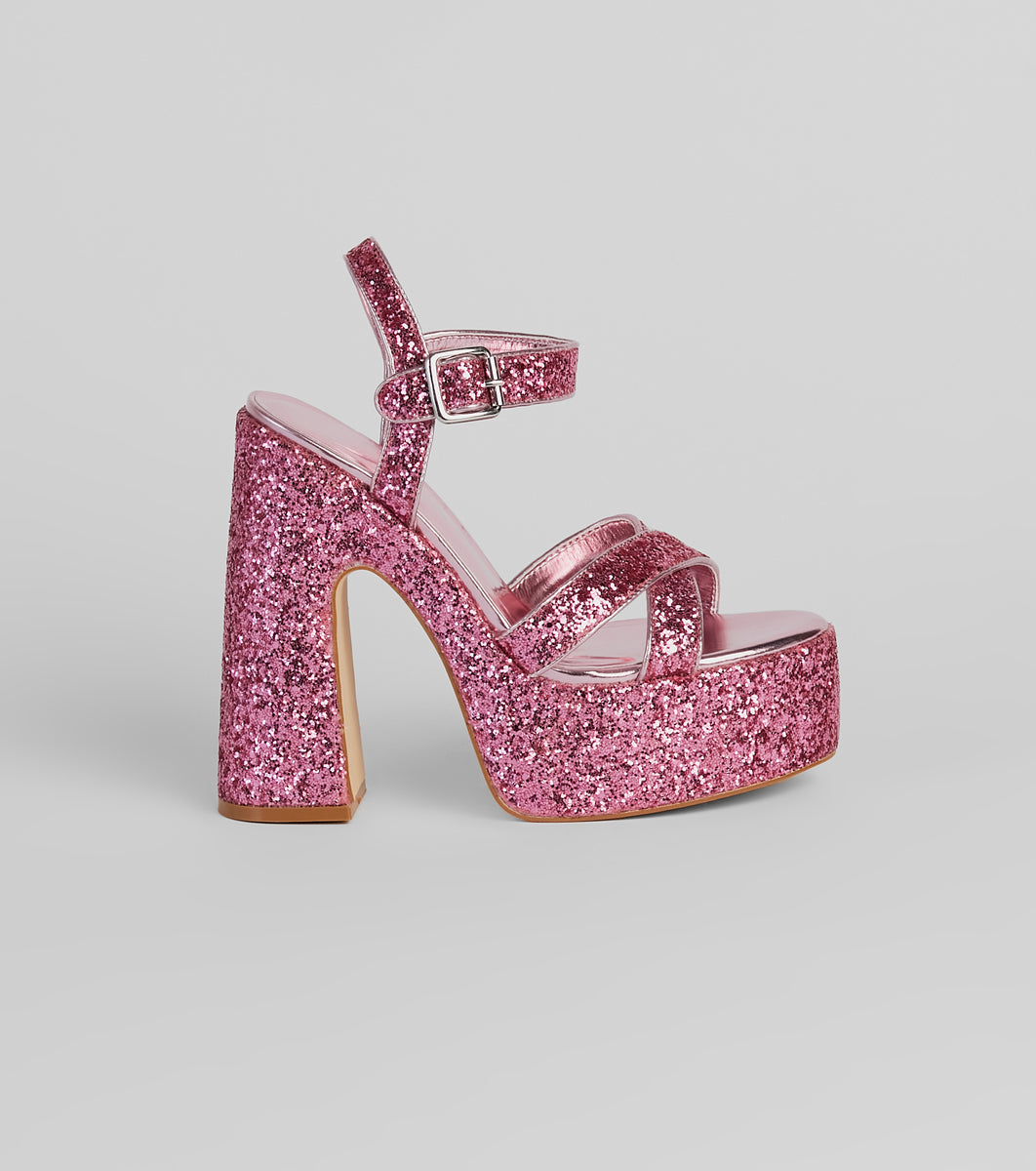 Step Into Sparkle Glitter Platform Heels & Windsor