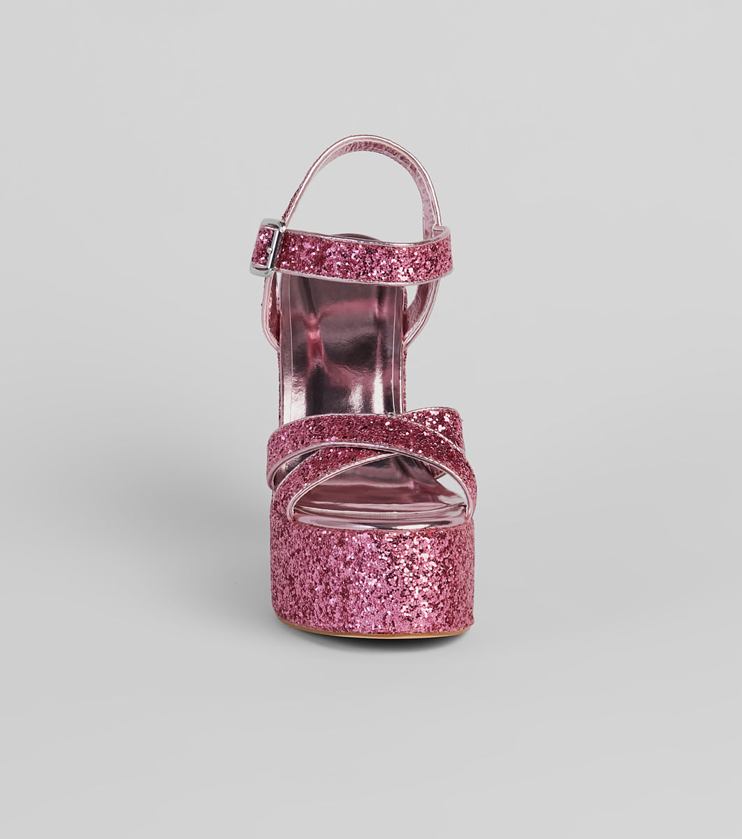 Step Into Sparkle Glitter Platform Heels & Windsor