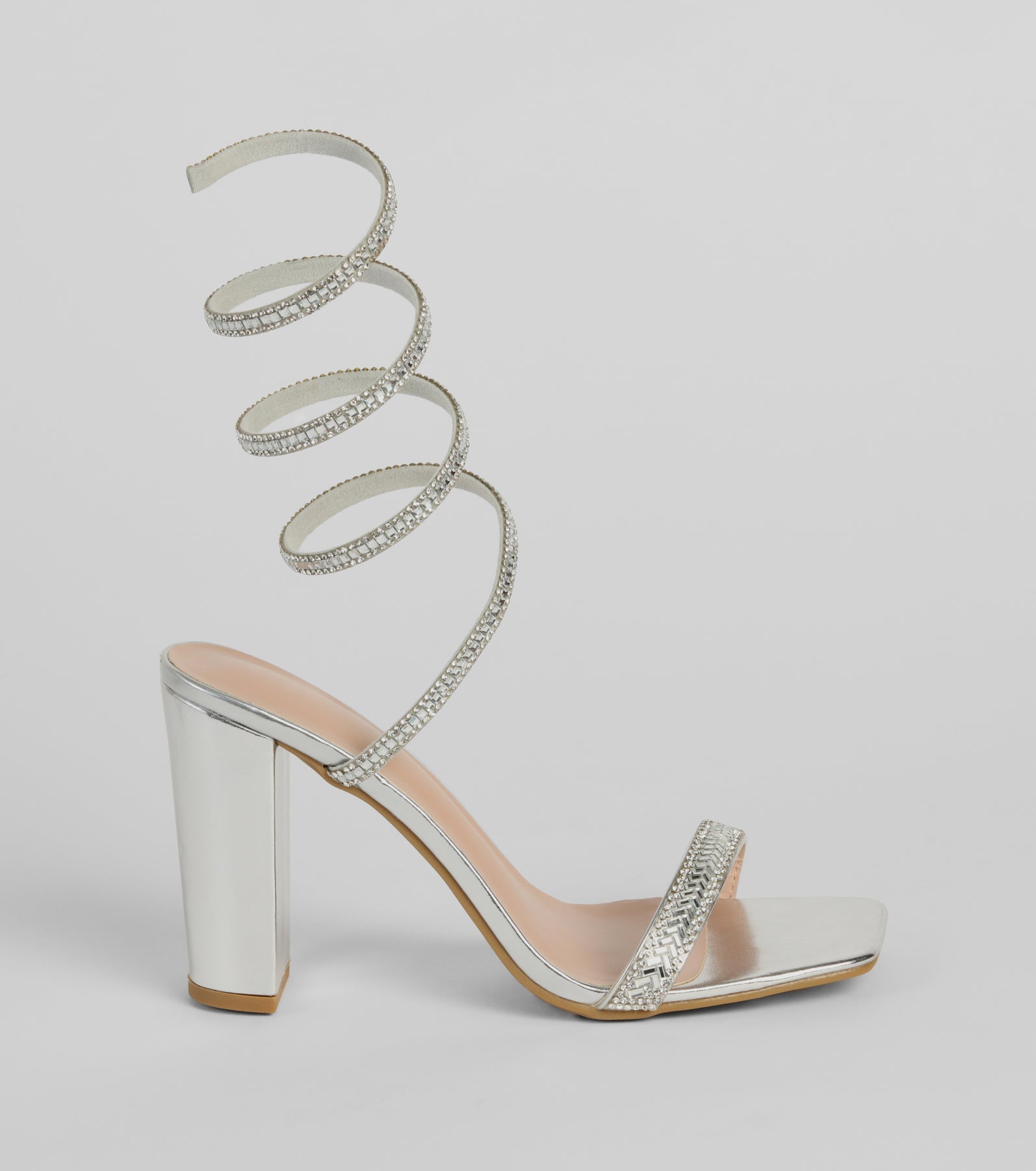 High Sparkle Rhinestone Spiral Block Heels & Windsor