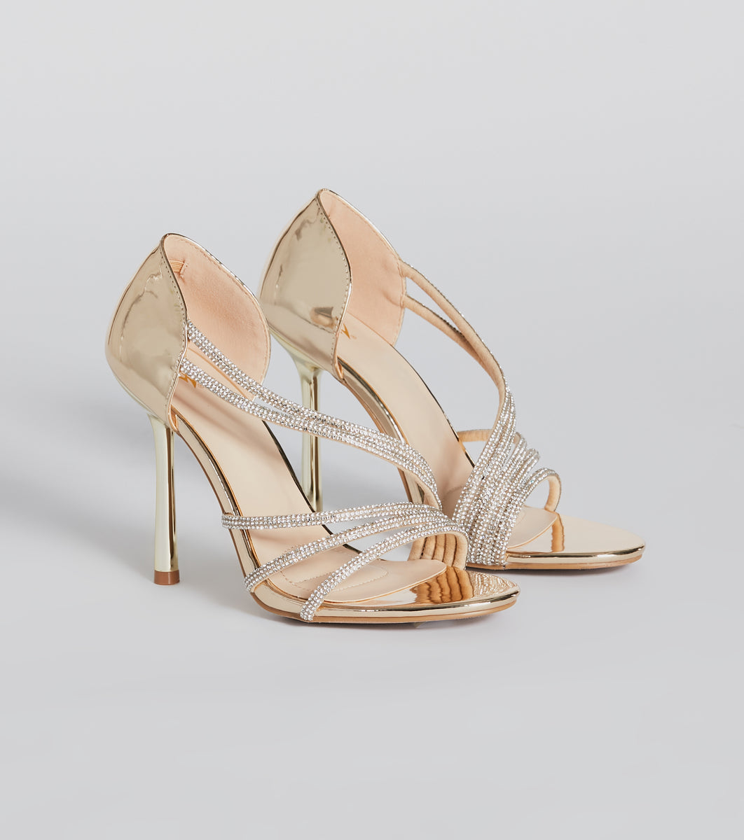 Major Glitz Rhinestone Chrome Stiletto Heels & Windsor